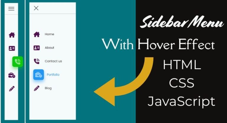 How to create a Responsive and Stylish Sidebar Menu with Hover Effect : HTML, CSS, and JavaScript